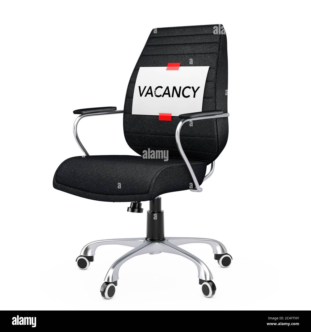 Paper Sheet with Vacancy Message over Black Leather Boss Office Chair ...