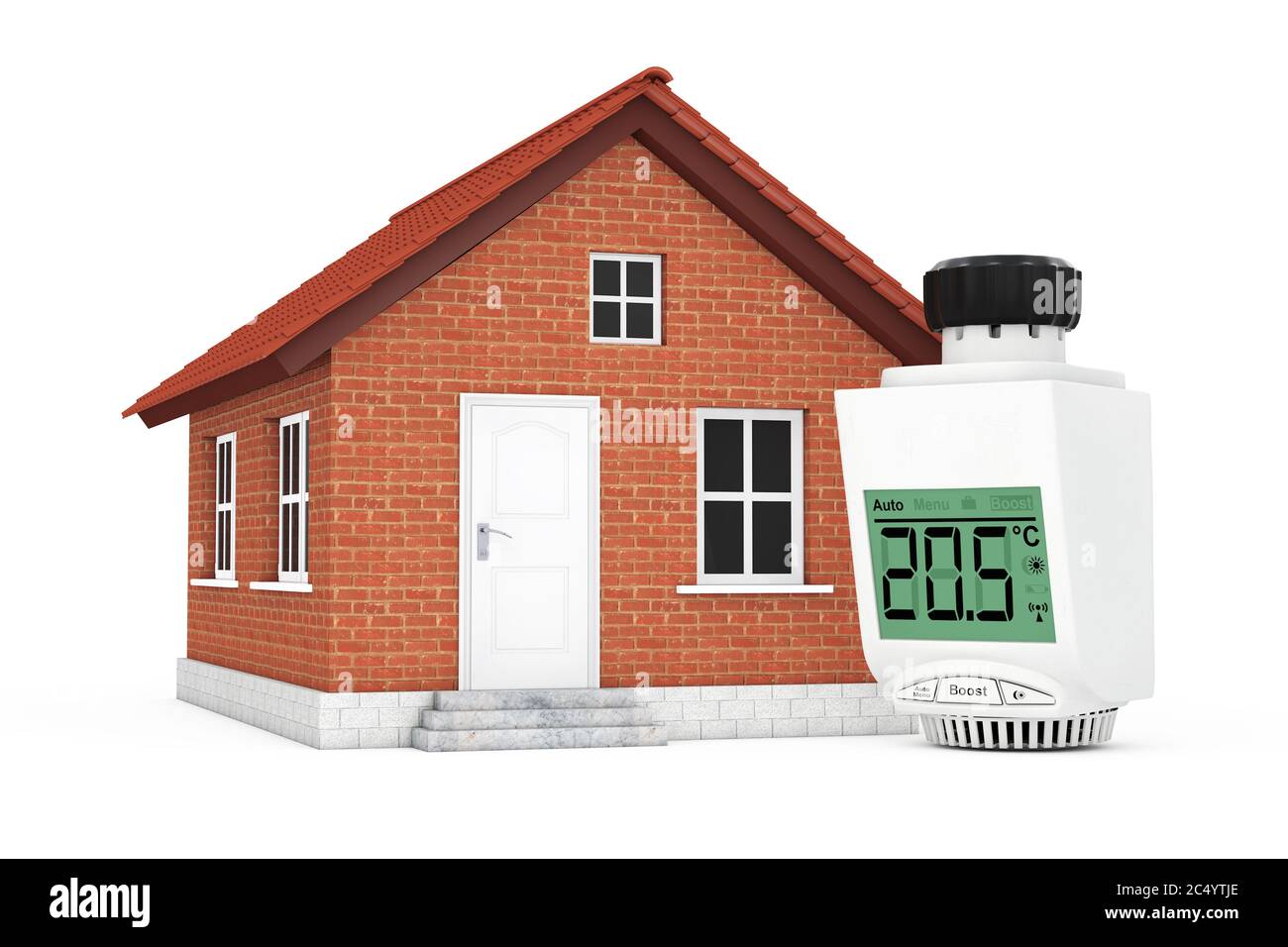 Digital Wireless Radiator Thermostatic Valve near House Building on a ...