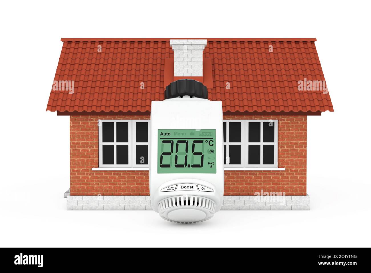 Digital Wireless Radiator Thermostatic Valve near House Building on a ...