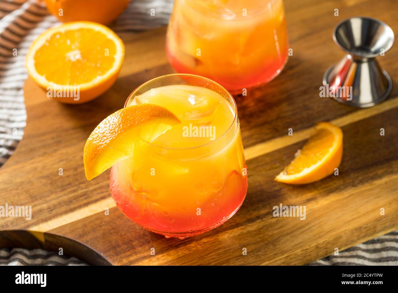 Boozy Refreshing Tequila Sunrise Cocktail with Grenadine Stock Photo ...