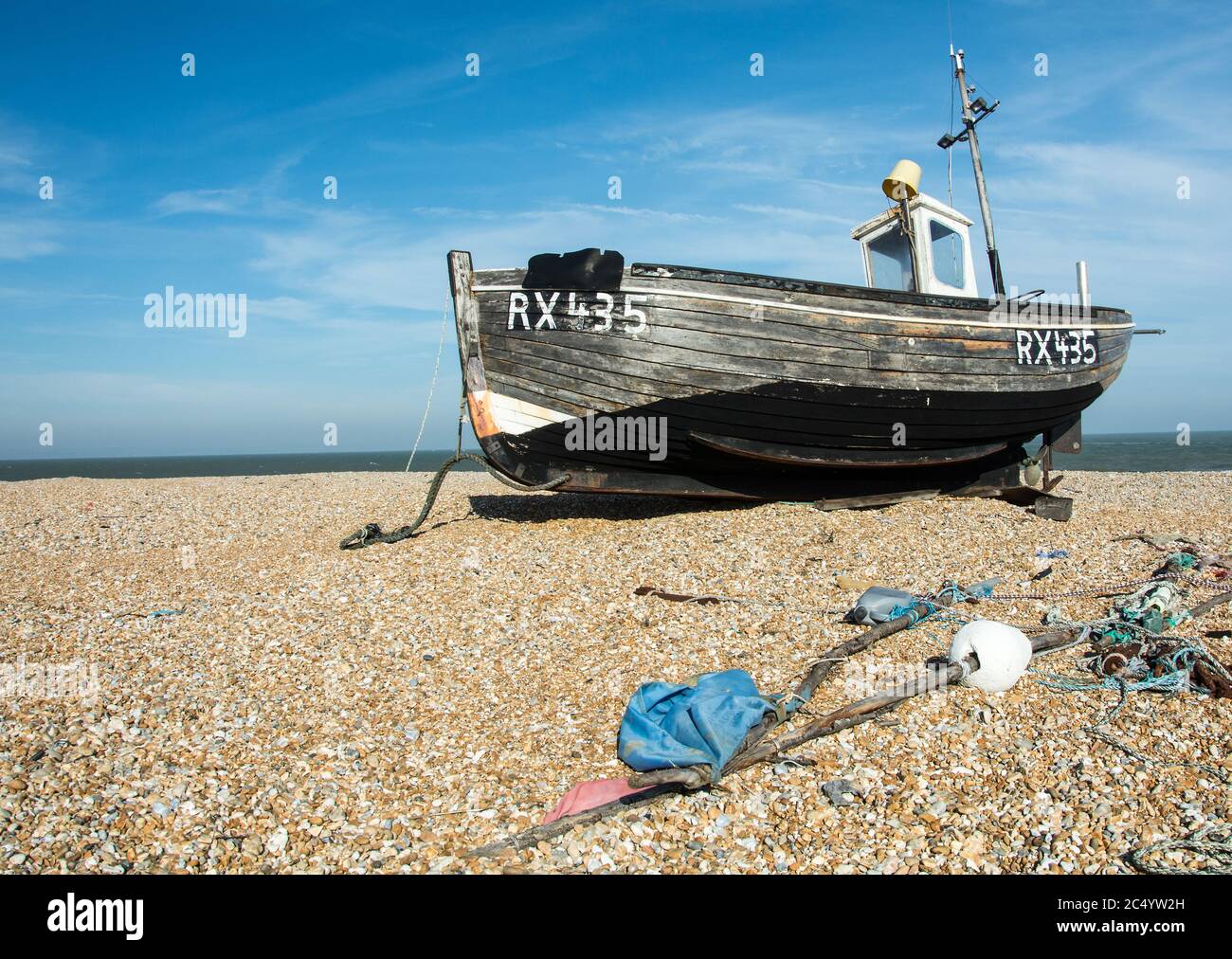Fishing Boat on the Beach at Dungeness, Kent, England Stock Photo - Alamy
