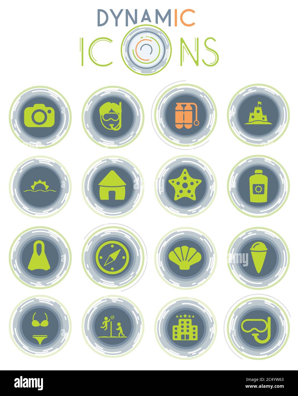 Beach dynamic icons Stock Vector Image & Art - Alamy