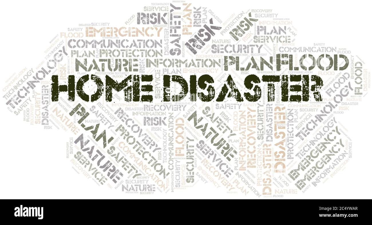 Home Disaster typography word cloud. Wordcloud collage made with the ...