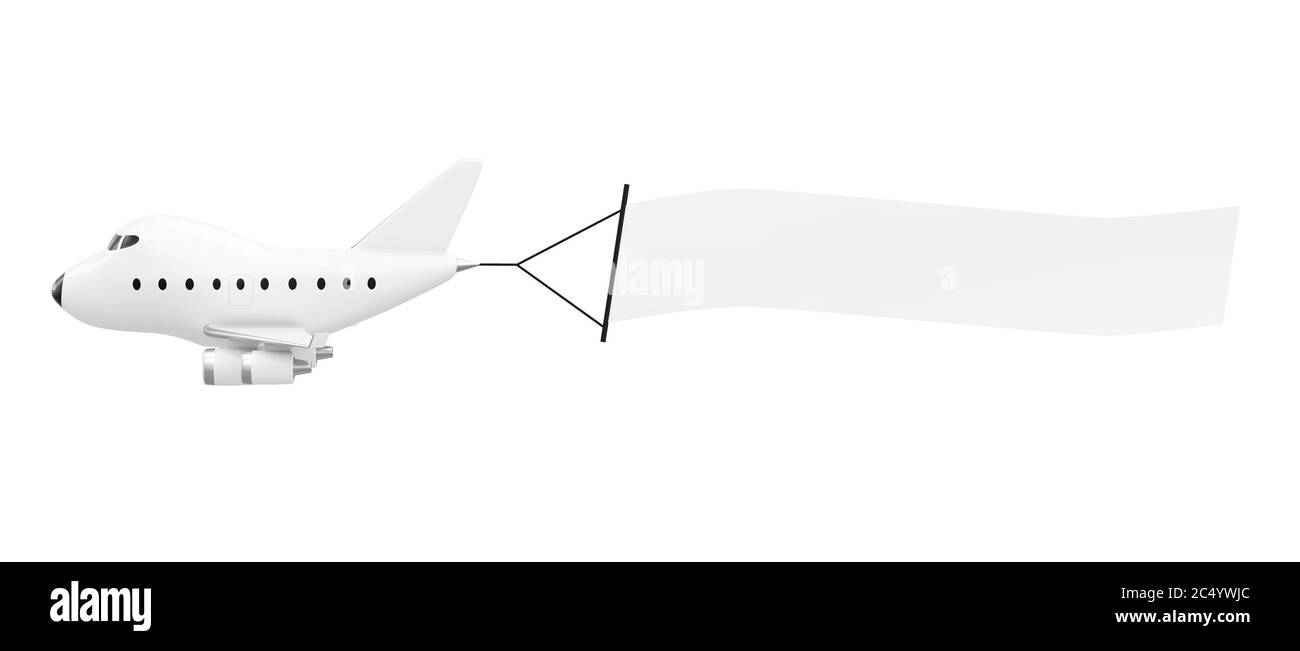 Blank Aerial Advertising. Cartoon Toy Jet Airplane with Empty Banner on ...