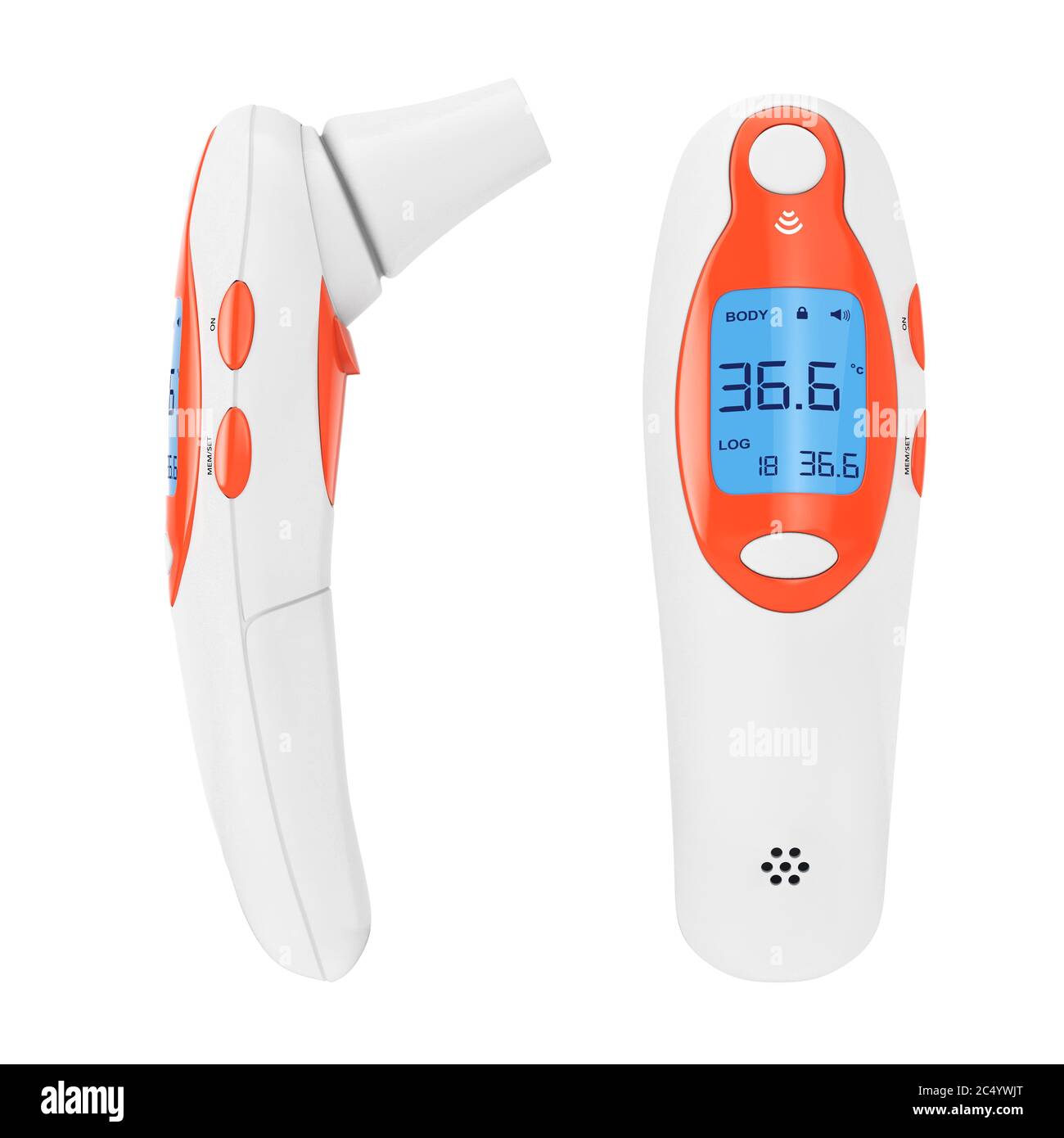 Medical Ear Infrared Digital Thermometer on a white background. 3d ...
