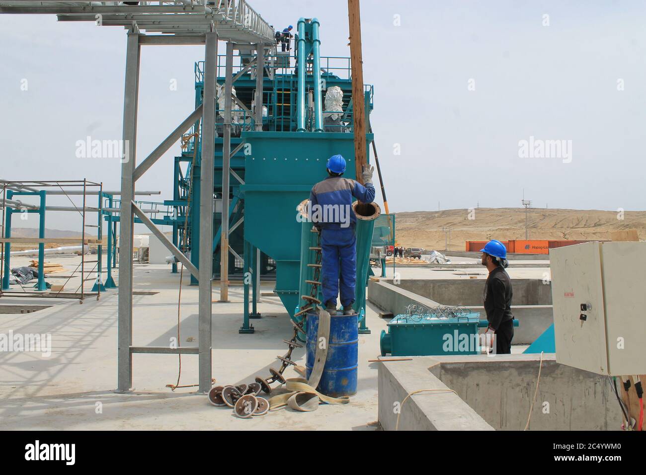 Oil pipes in a petrochemical plant during the production of oil and gas ...