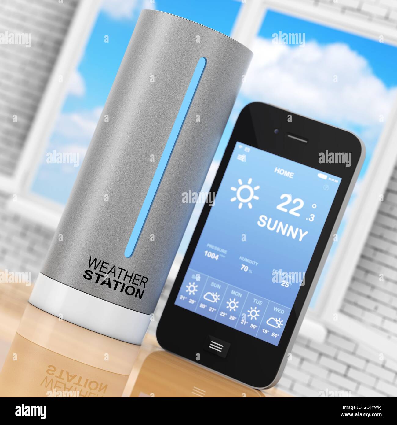 Modern Digital Wireless Home Weather Station with Mobile Phone with ...