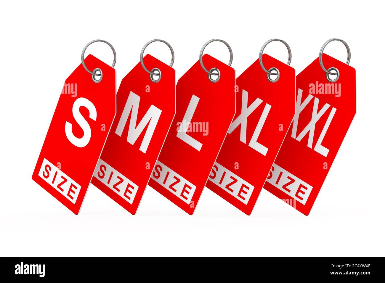 Dress Tags with Size Sign on a white background. 3d Rendering Stock ...