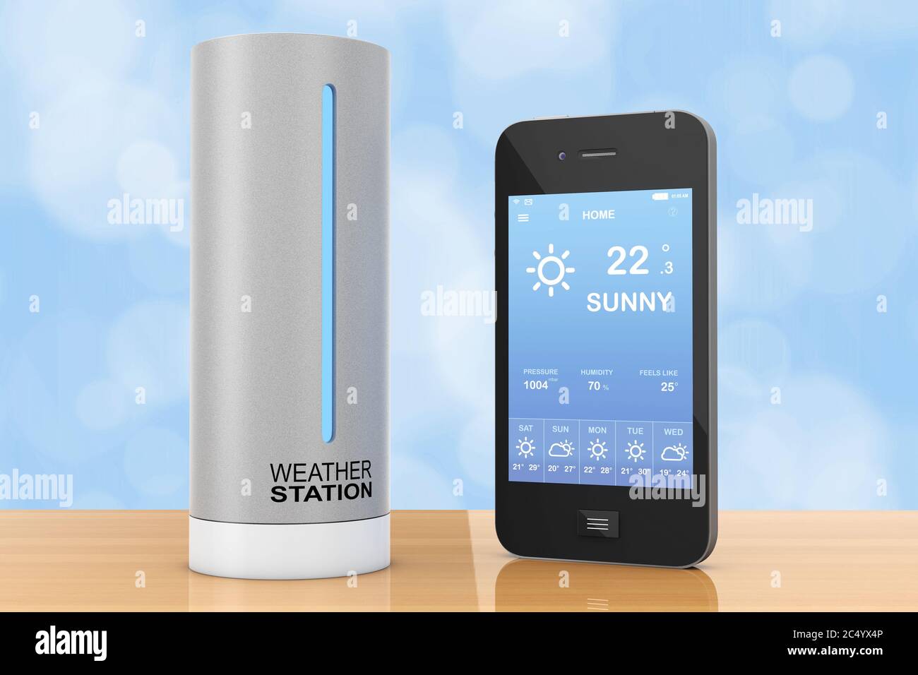 Modern Digital Wireless Home Weather Station with Mobile Phone with ...