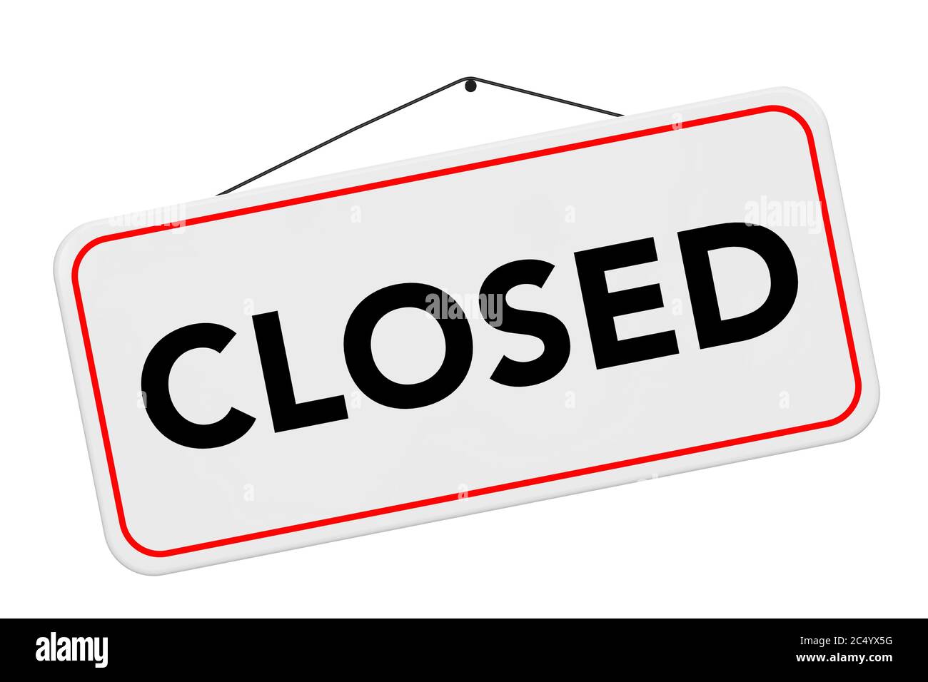 Closed Door Sign Hanging on Rope on a white background. 3d Rendering ...