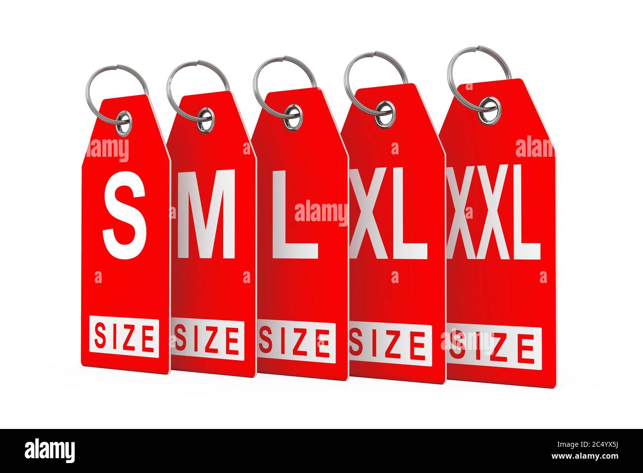 Dress Tags with Size Sign on a white background. 3d Rendering Stock ...