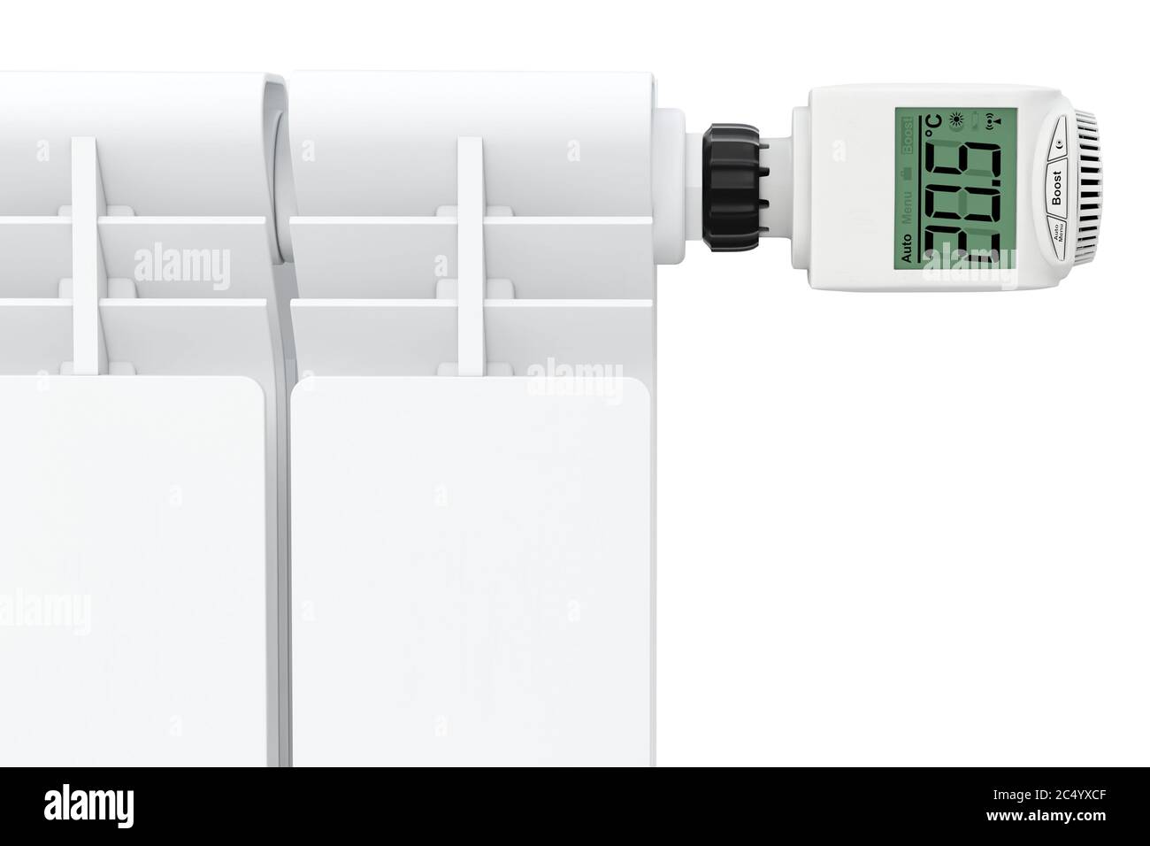 Digital Wireless Radiator Thermostatic Valve connected to Radiator on a ...