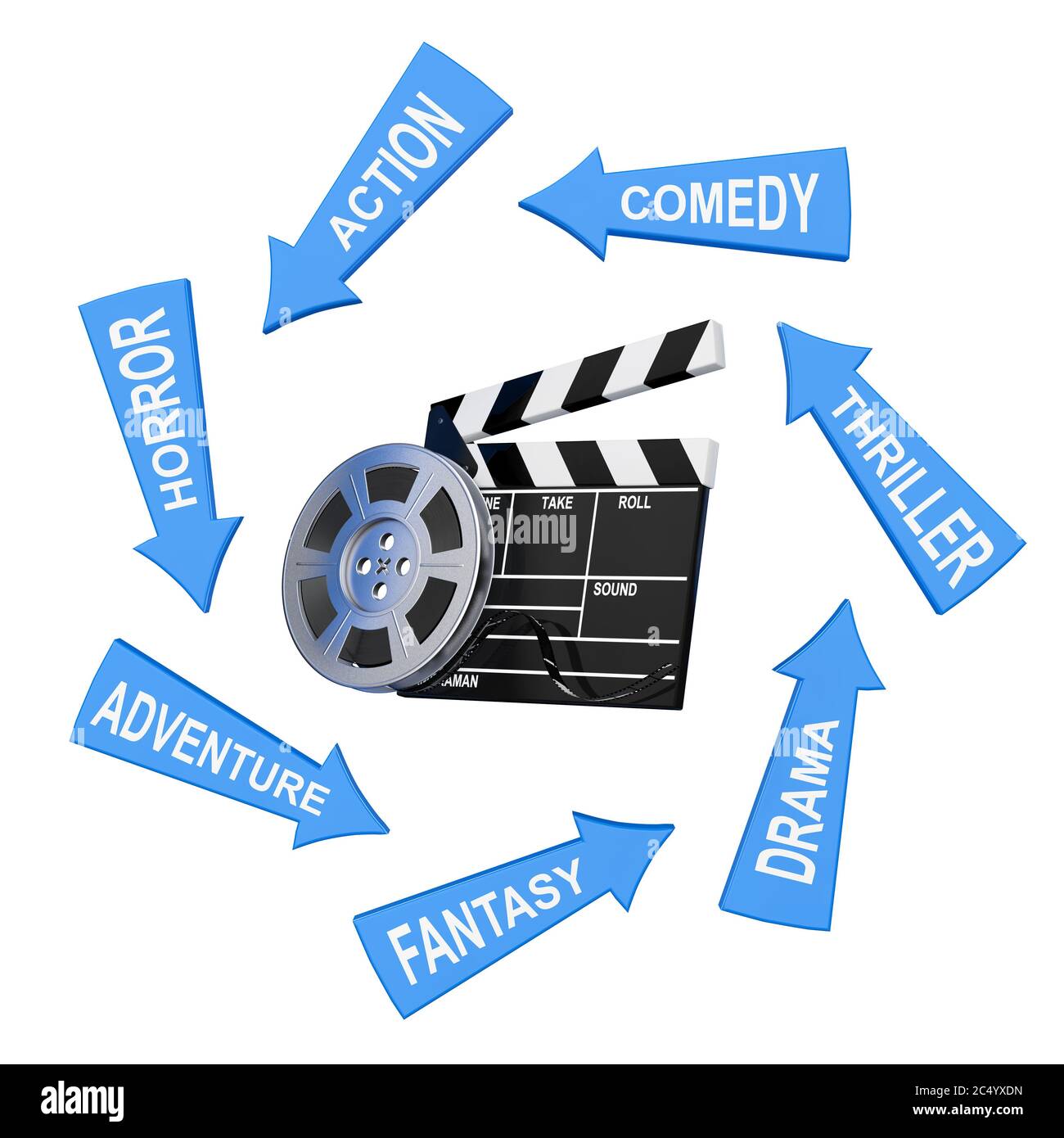 Arrows with Cinema Styles around Film Reel with Cinema Tape near ...
