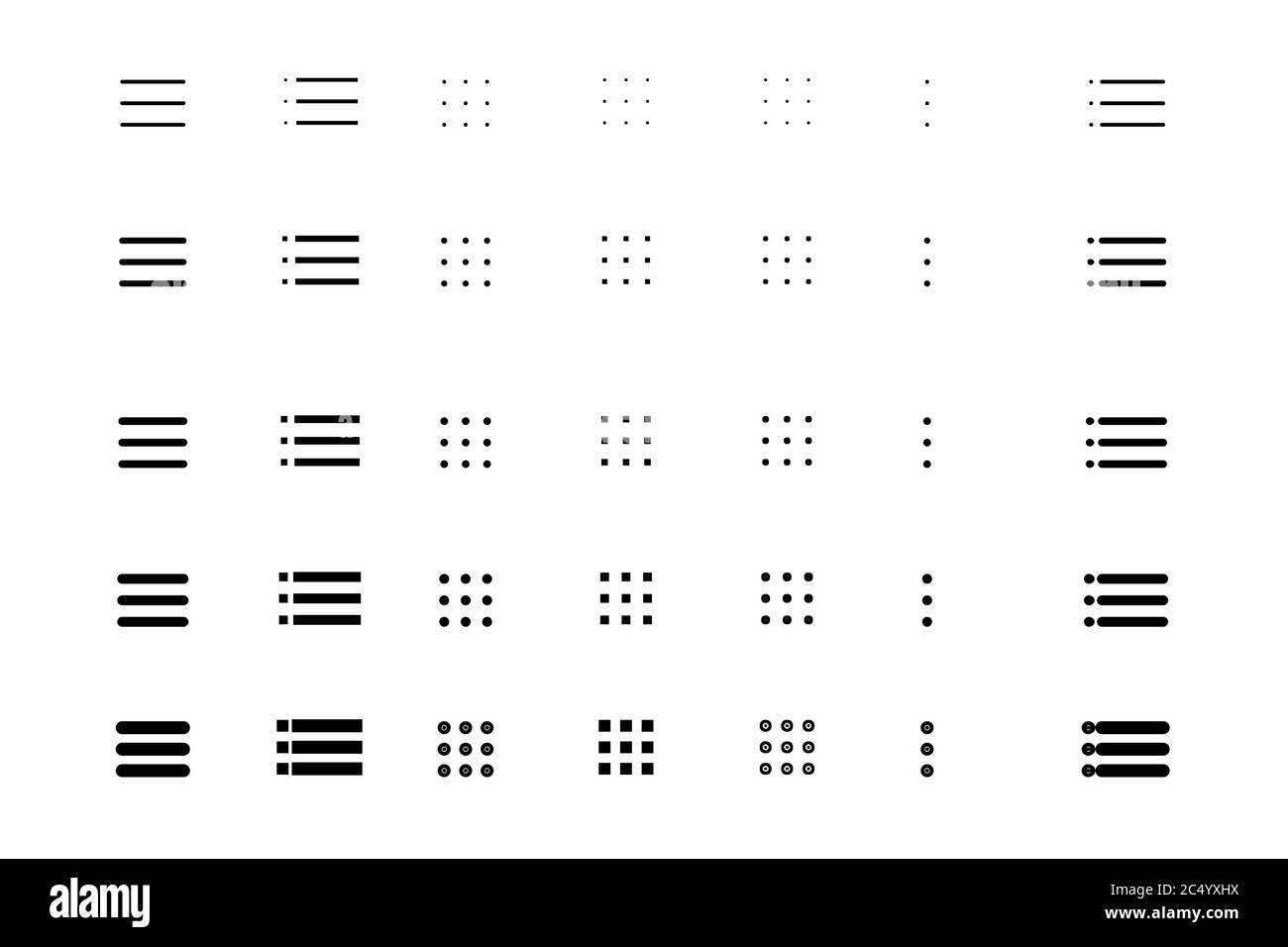 Set menu icon, Different variations in stroke thickness. Vector eps10 ...