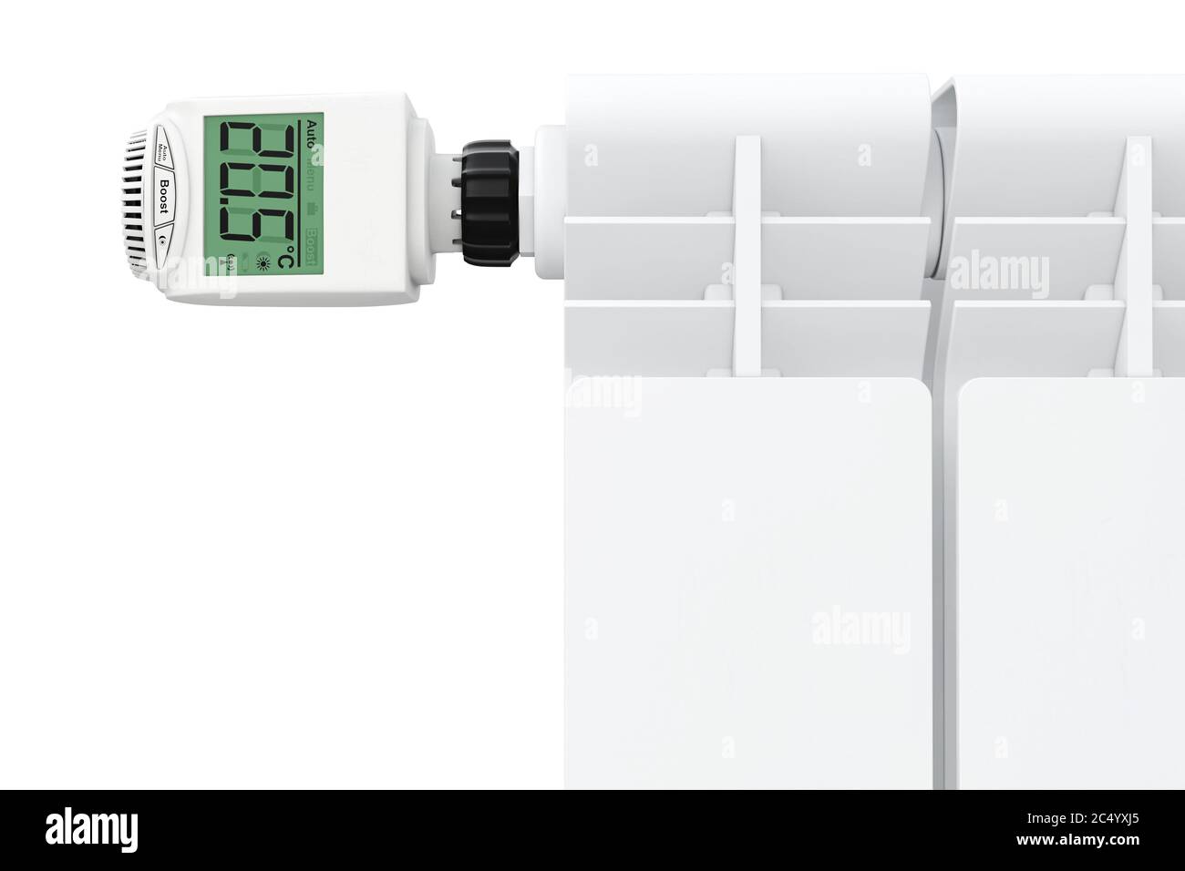 Digital Wireless Radiator Thermostatic Valve connected to Radiator on a ...