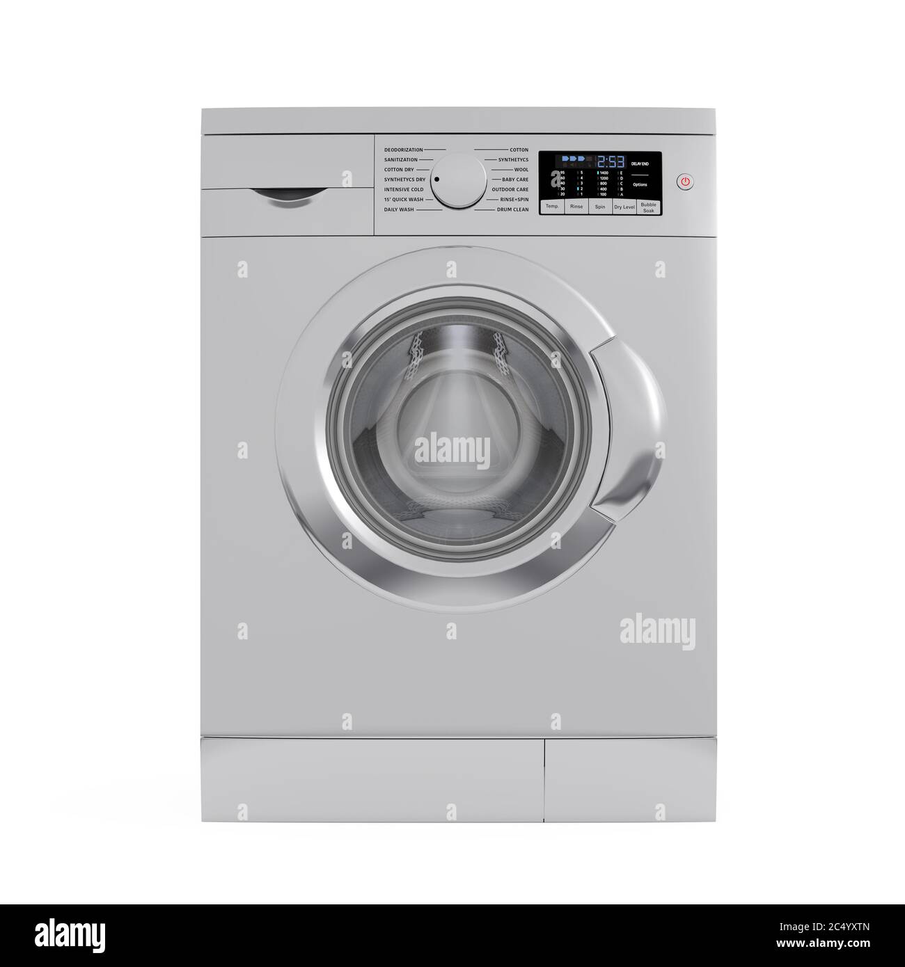 Modern Metalic Washing Machine on a white background. 3d Rendering ...