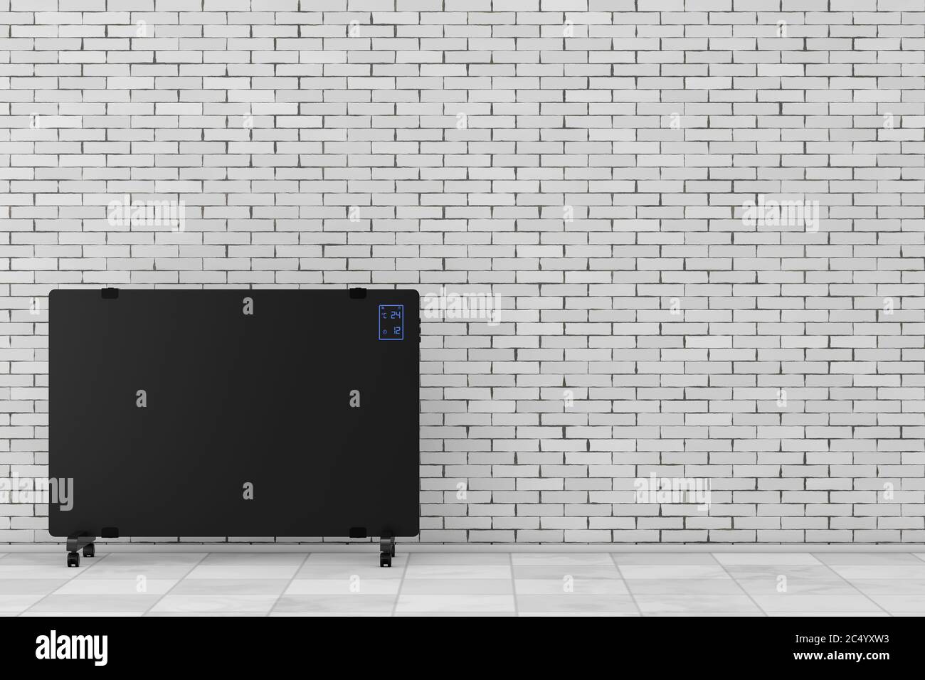 Mobile Convection Heater Radiator in front of brick wall. 3d Rendering ...