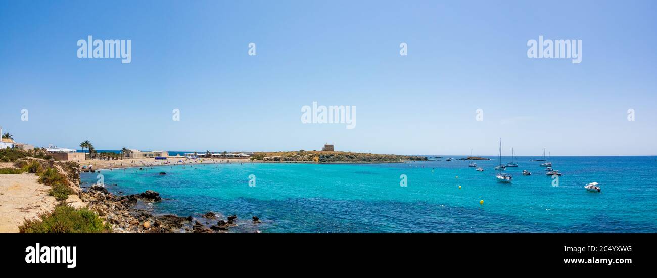 Island of Tabarca in Spain. Crystal-clear turquoise water. Province of ...