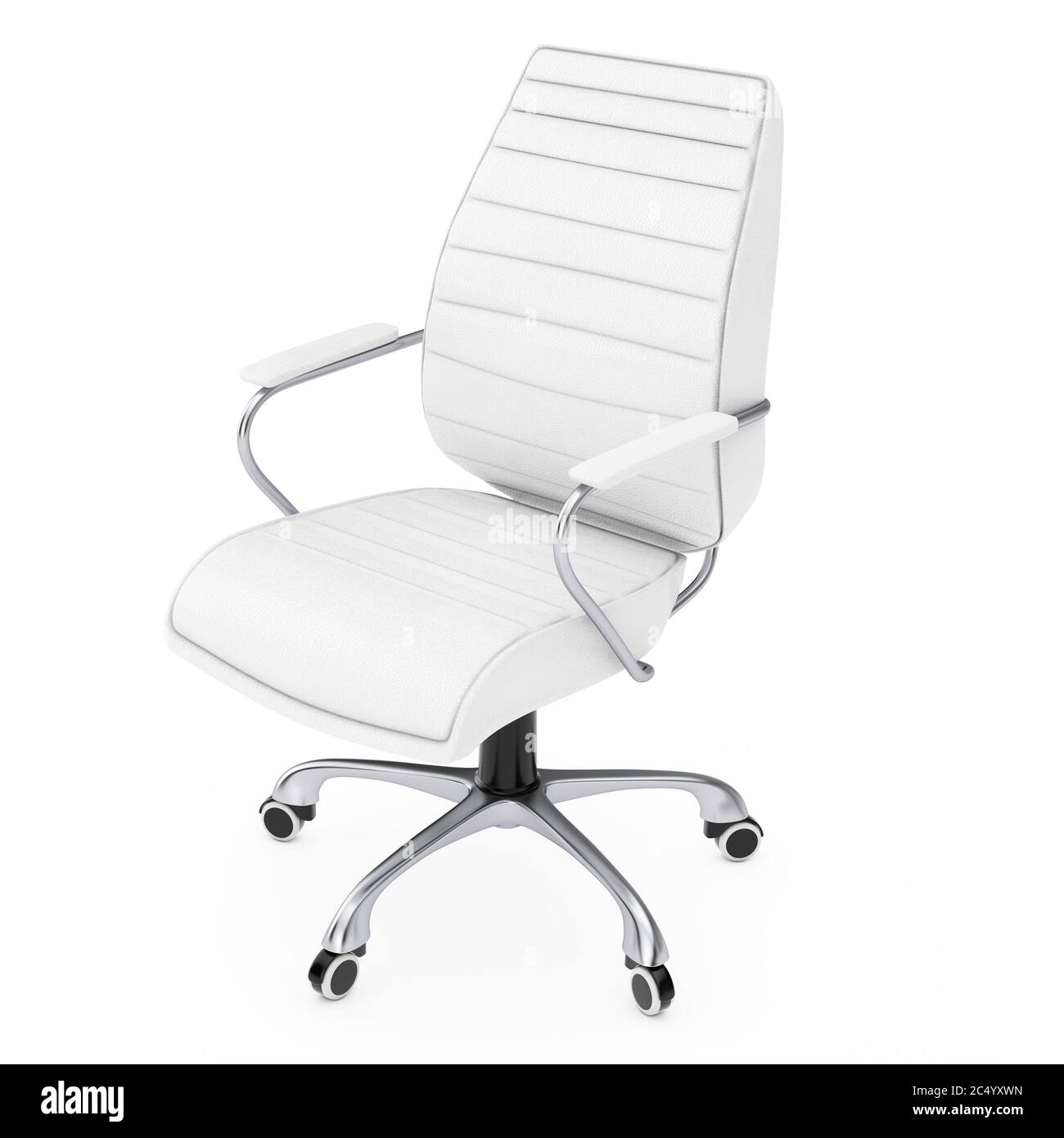 White Leather Boss Office Chair on a white background. 3d Rendering ...