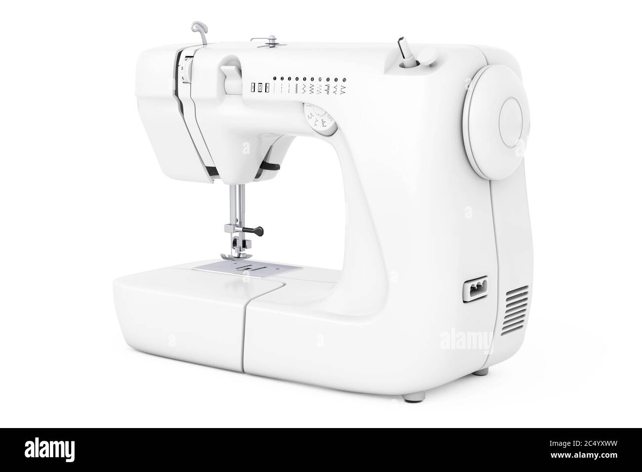 Modern White Sewing Machine on a white background. 3d Rendering Stock ...