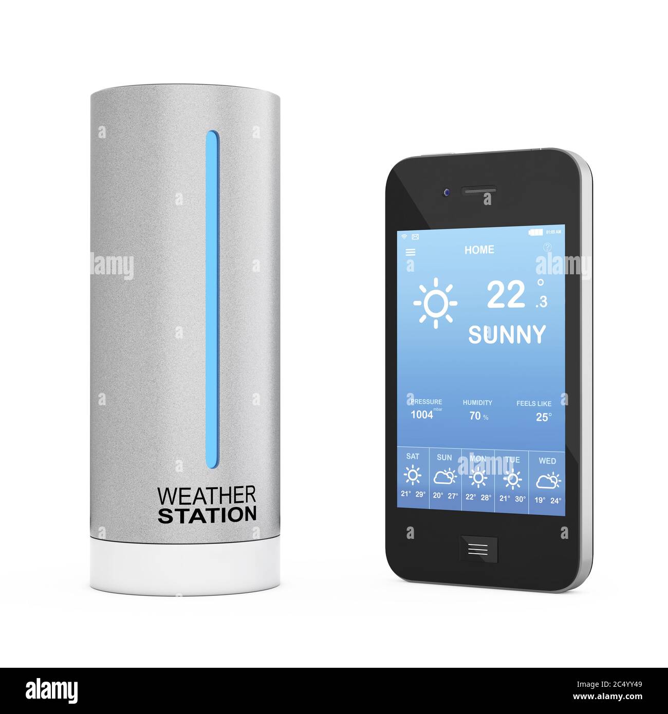 Modern Digital Wireless Home Weather Station with Mobile Phone with ...