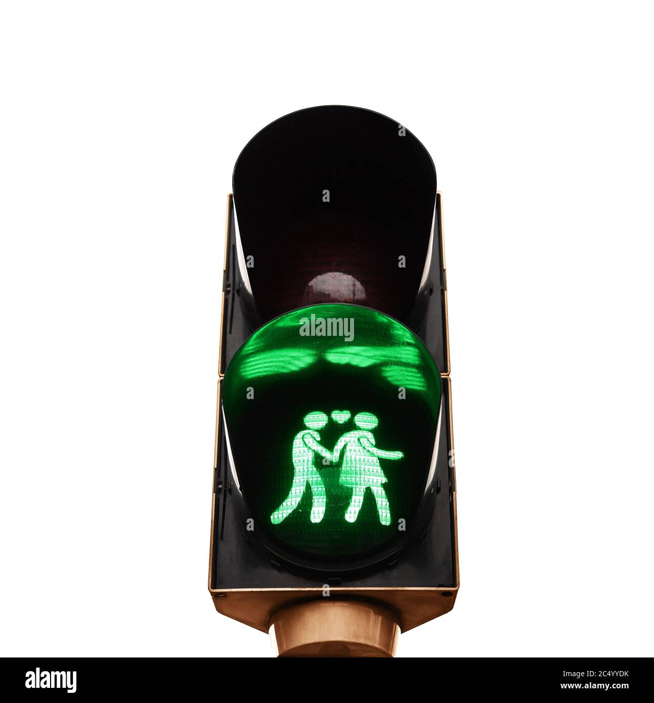 Lovely pedestrian traffic lights. Couple holding hands, traditional ...