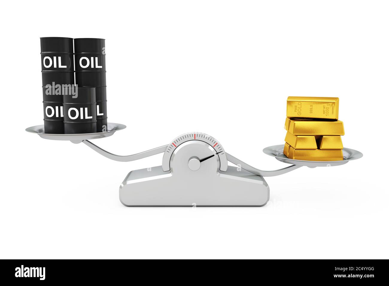 Black Oil Barrels with Golden Bars Balancing on a Simple Weighting ...