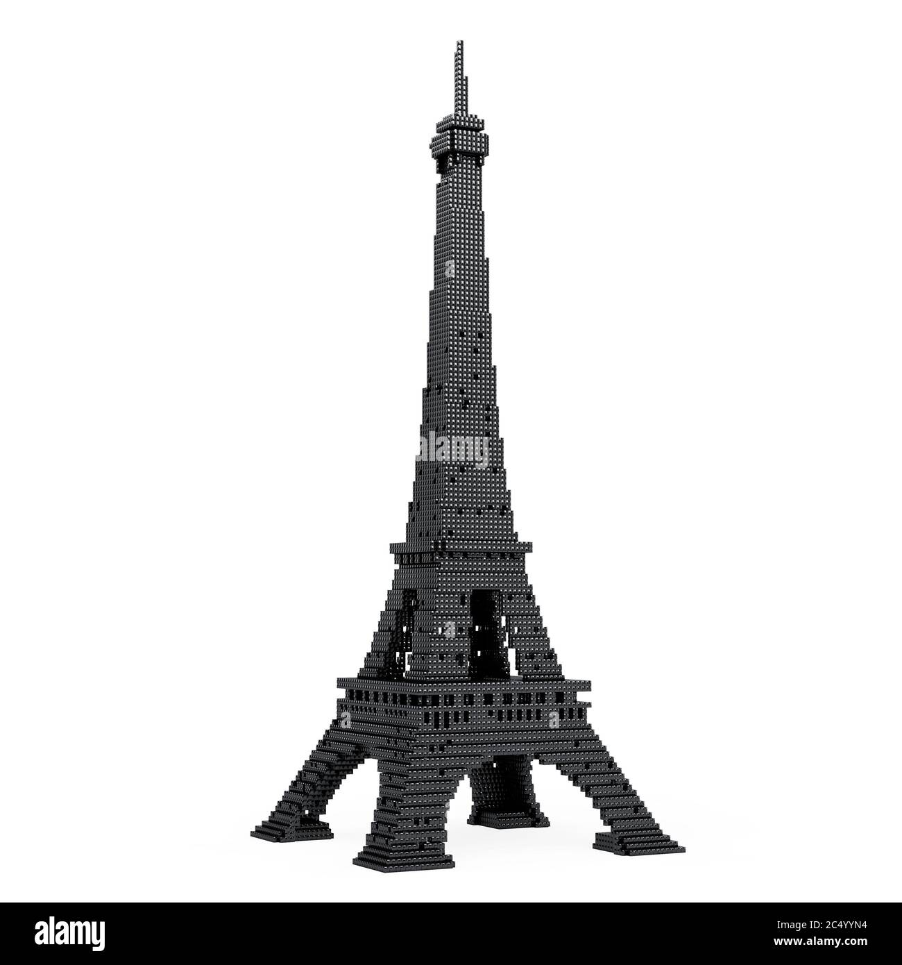 Eiffel Tower in Pixel Art Style on a white background. 3d Rendering ...