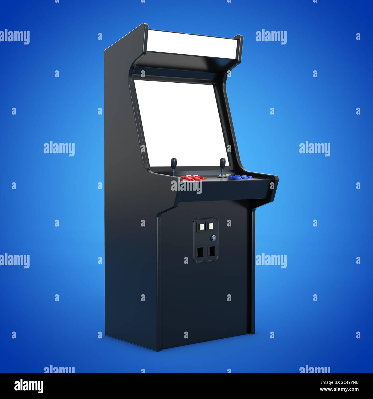 Gaming Arcade Machine with Blank Screen for Your Design on a blue ...