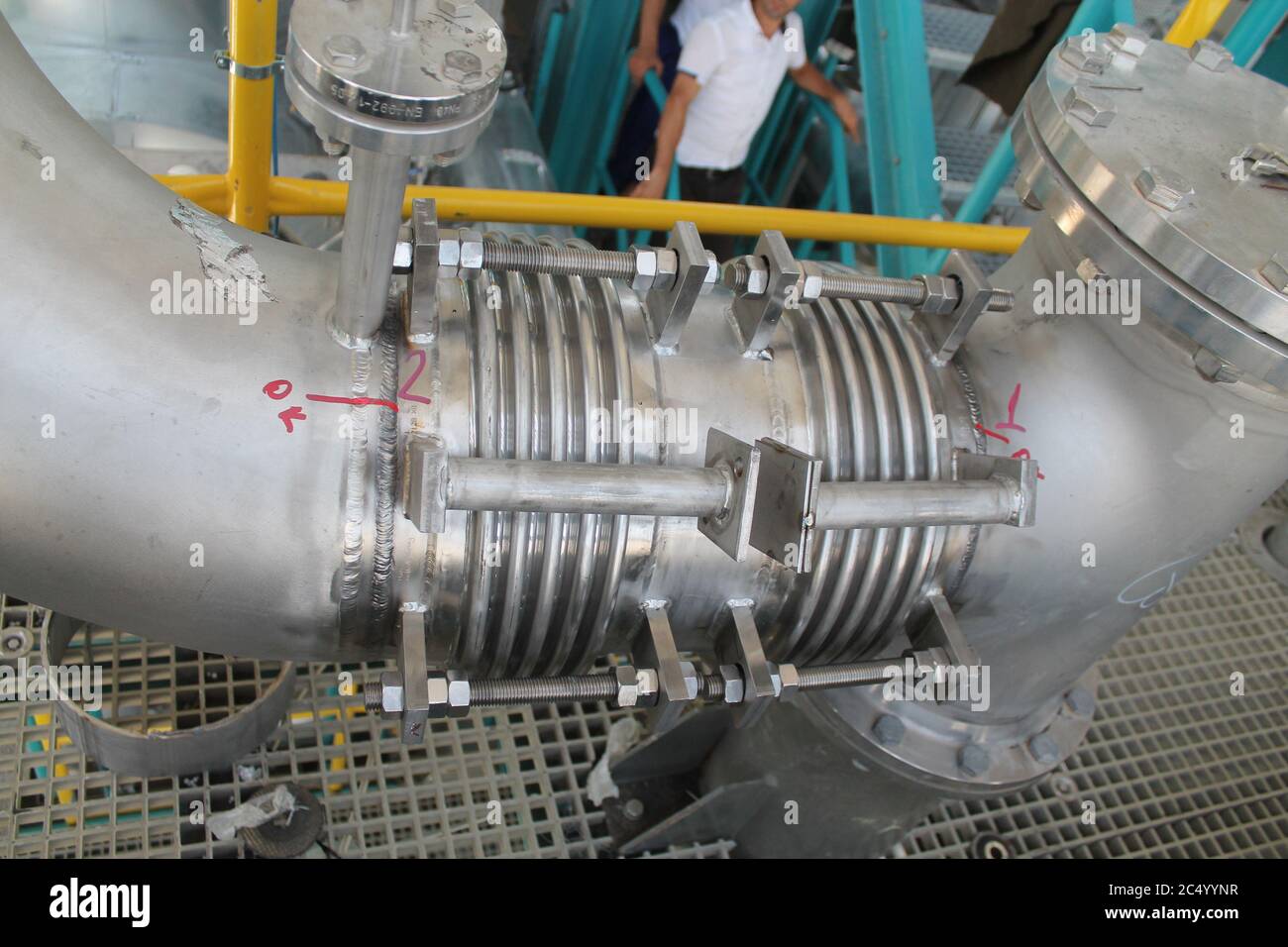 Oil pipes at a petrochemical plant in the production of oil and gas ...