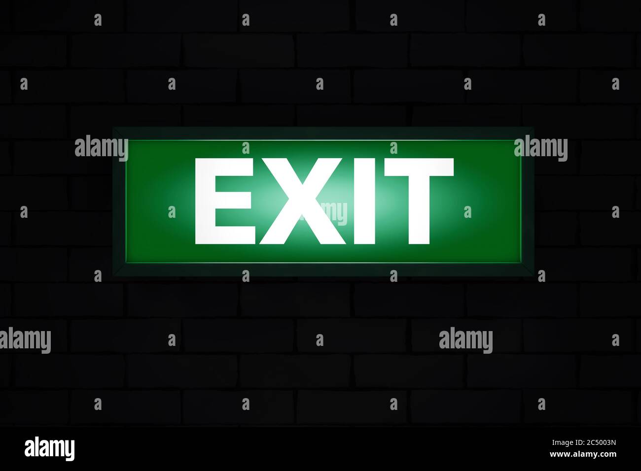 Exit Sign Light Box on a black background. 3d Rendering Stock Photo - Alamy