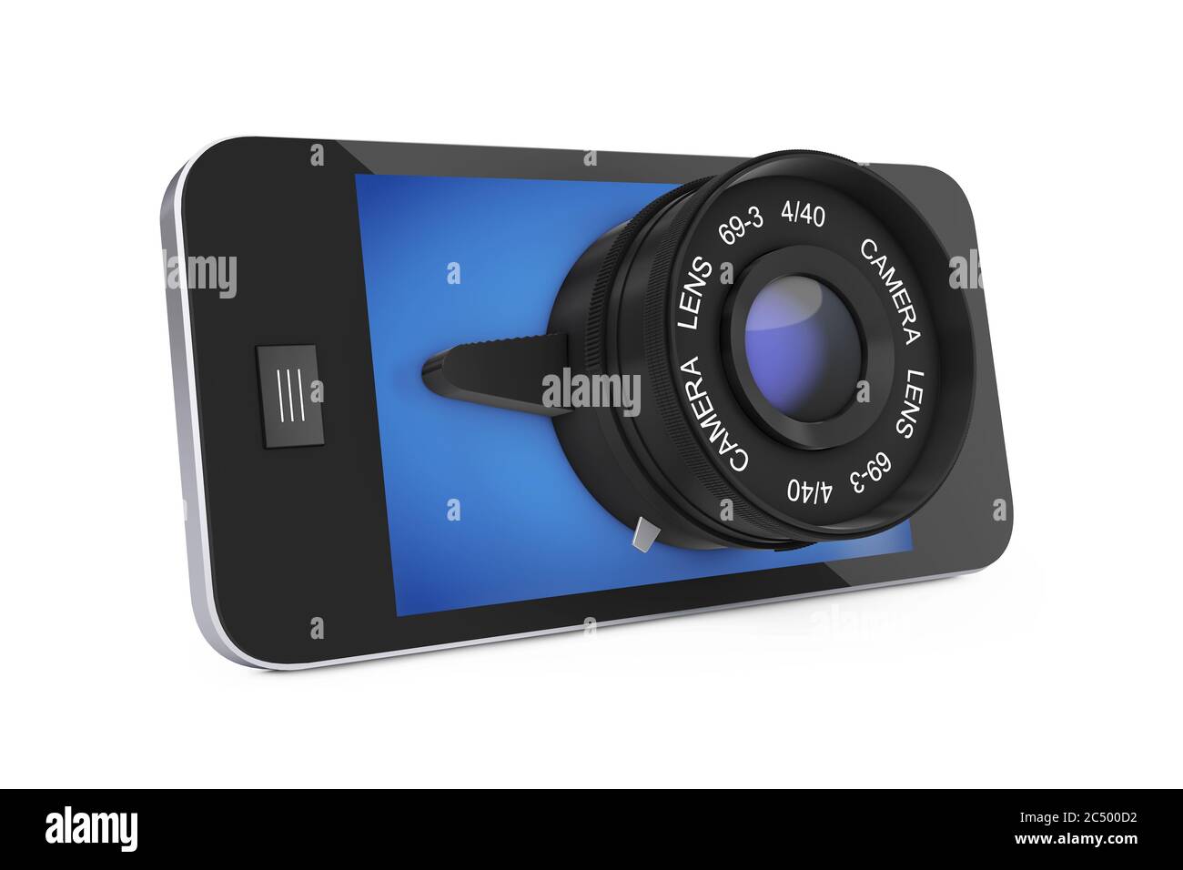 Mobile Smart Phone with Big Camera Lens on a white background. 3d ...