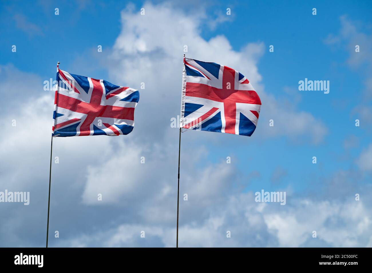 Two Union flags / Union jacks, UK Stock Photo - Alamy