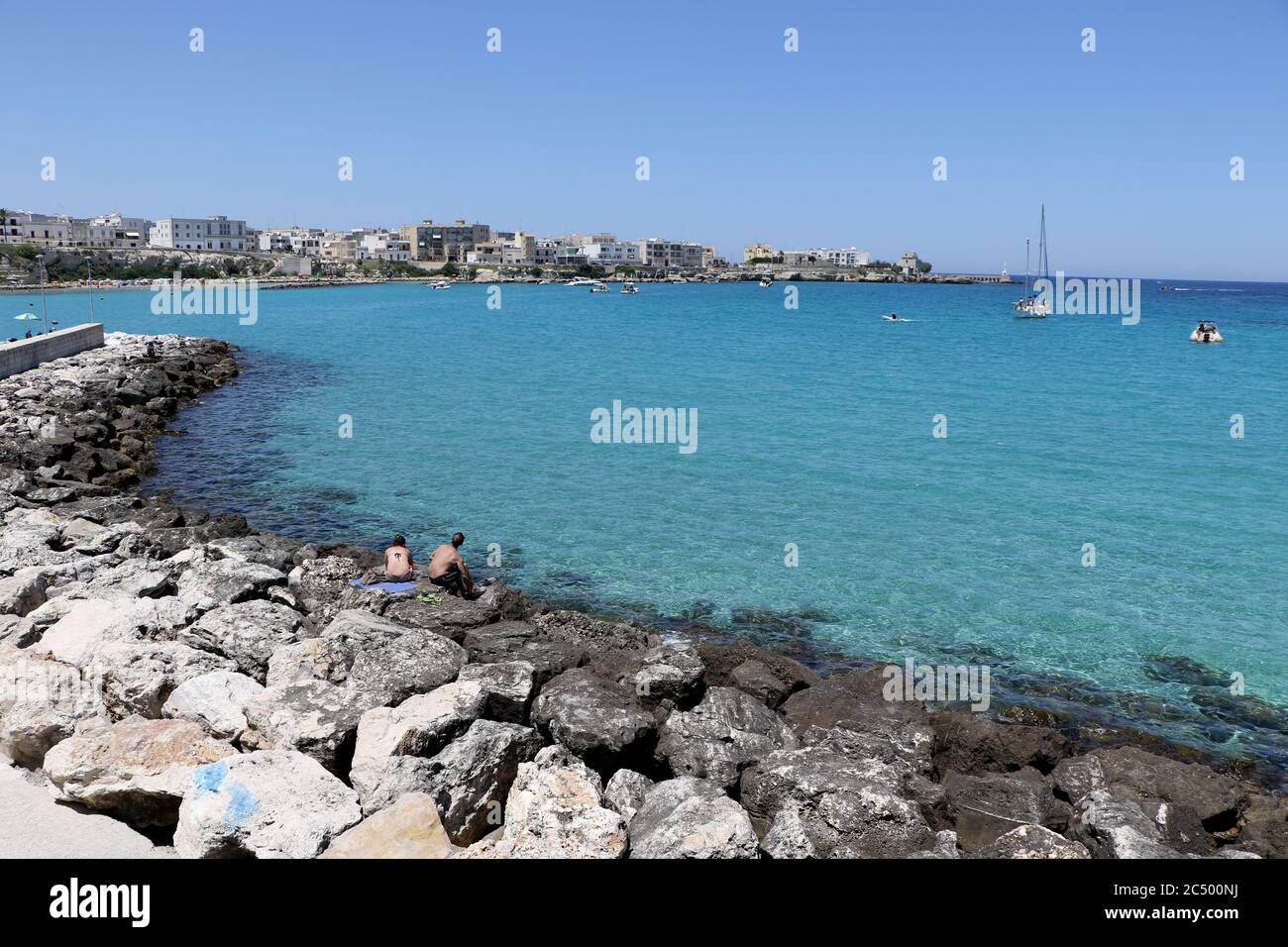 The coast and crystal clear sea of Otranto, Salento, Puglia, Italy ...