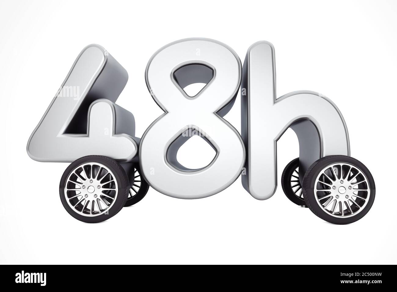 48 Hours Service and Delivery Concept on Wheels on a white background ...