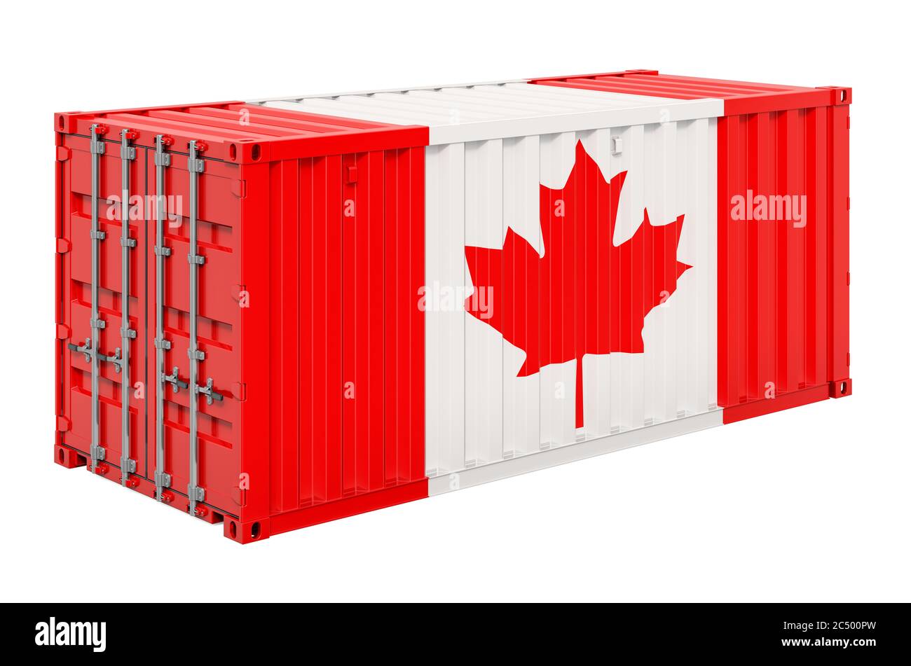 Cargo container with Canadian flag, 3D rendering isolated on white ...