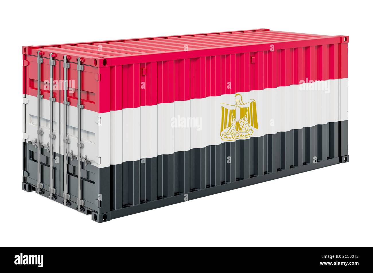 Cargo container with Egyptian flag, 3D rendering isolated on white ...