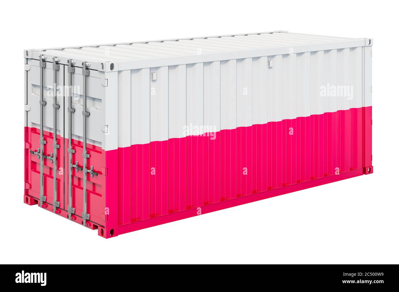Cargo container with Polish flag, 3D rendering isolated on white ...