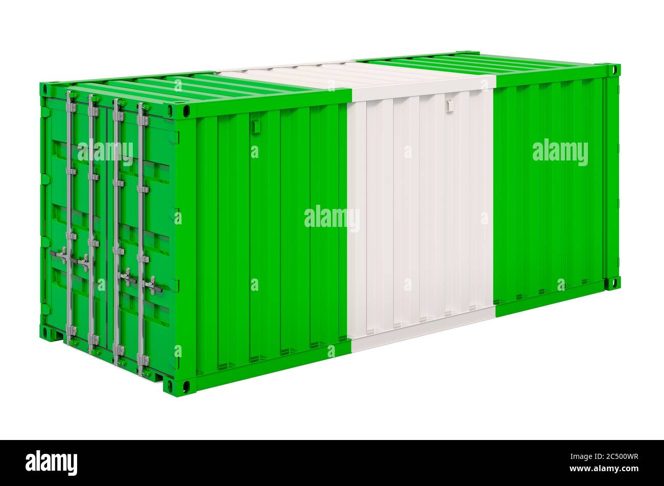 Cargo container with Nigerian flag, 3D rendering isolated on white ...