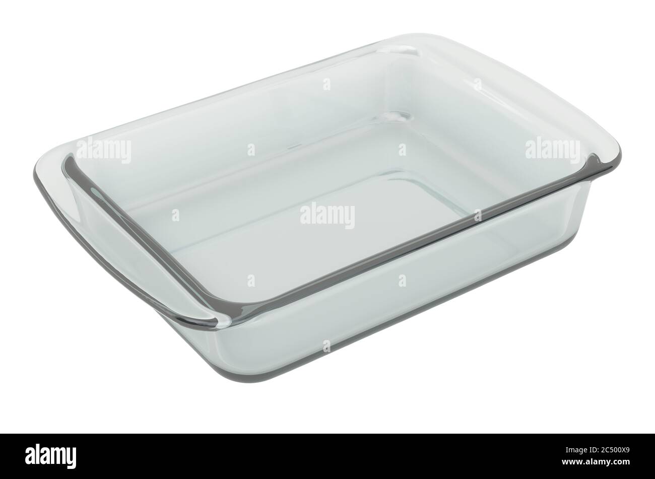 Clear Glass Baking Dish, rectangular shape. 3D rendering isolated on ...