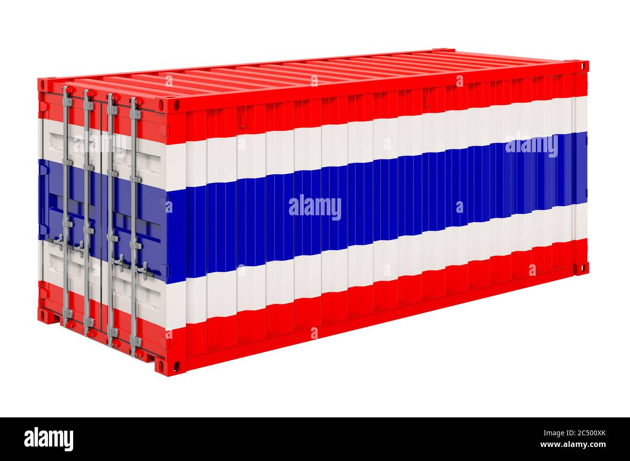 Cargo container with Thai flag, 3D rendering isolated on white ...