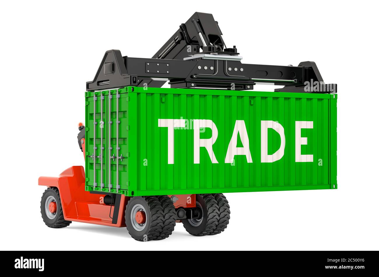 Trade Container Shipping concept. Cargo container with reach stacker ...