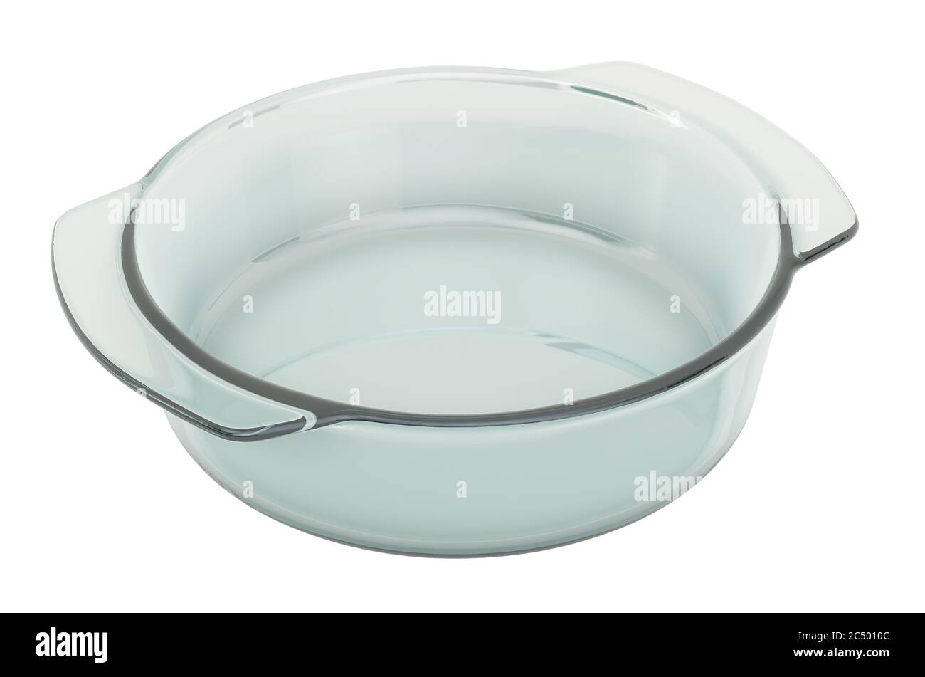Round Clear Glass Baking Dish. 3D rendering isolated on white ...