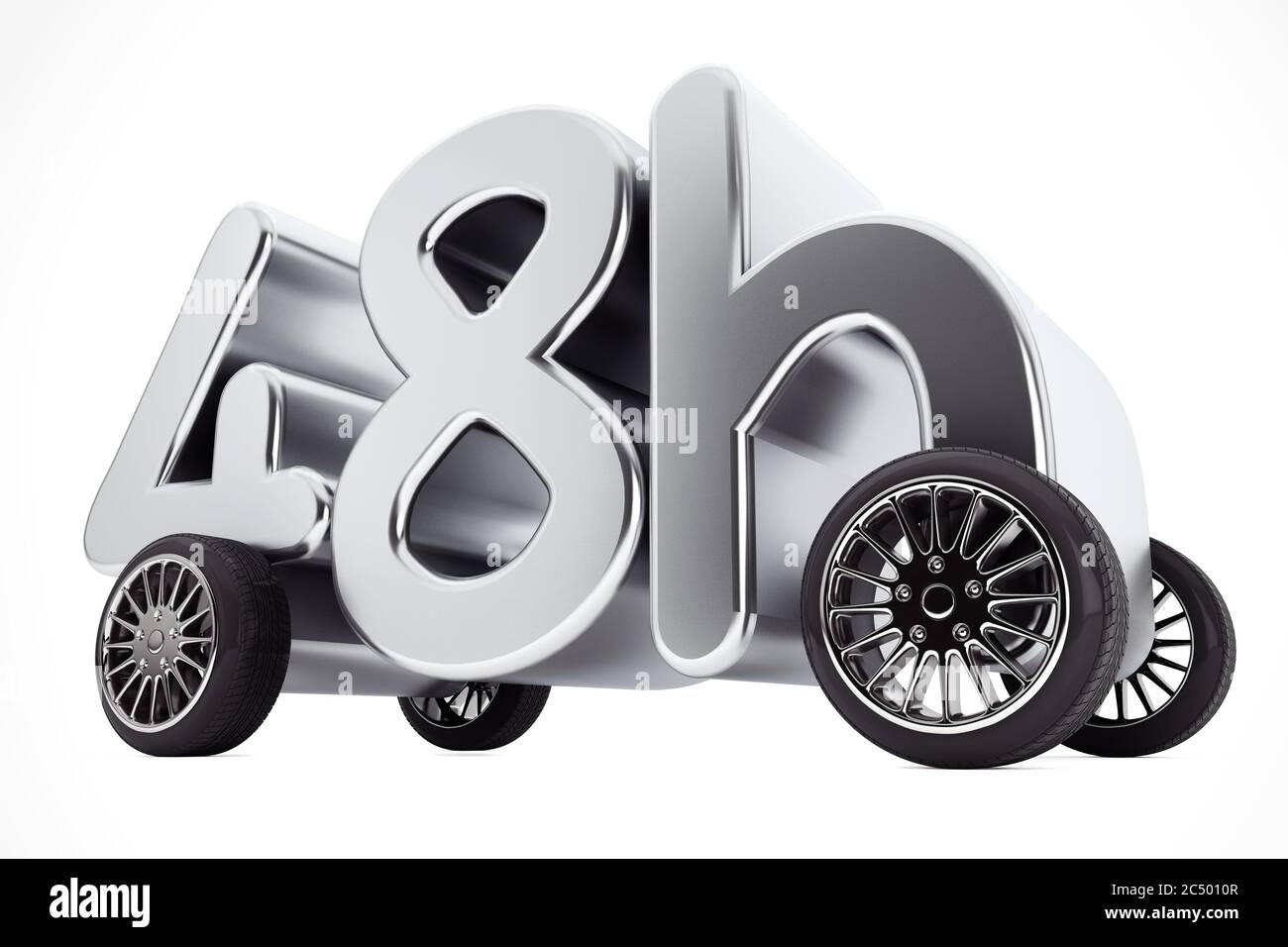 48 Hours Service and Delivery Concept on Wheels on a white background ...
