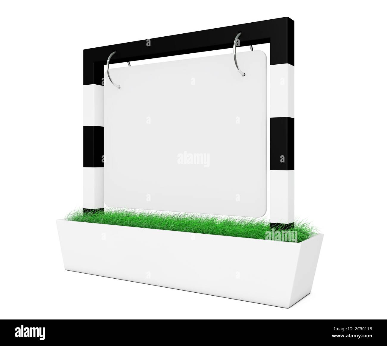 Blank Outdoor Banner Desk Display with Grass on a white background. 3d ...