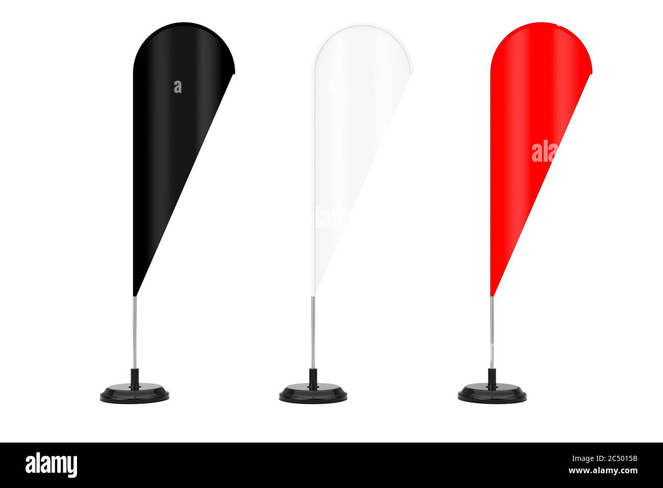 Blank Banner Feather Flag Stands on a white background. 3d Rendering ...
