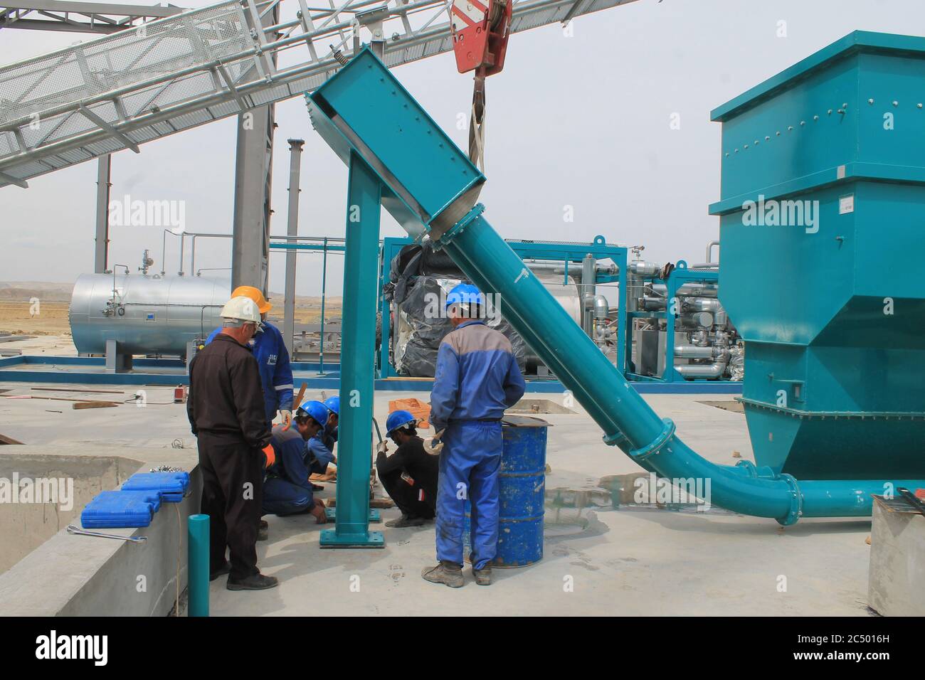 Oil pipes in a petrochemical plant during the production of oil and gas ...