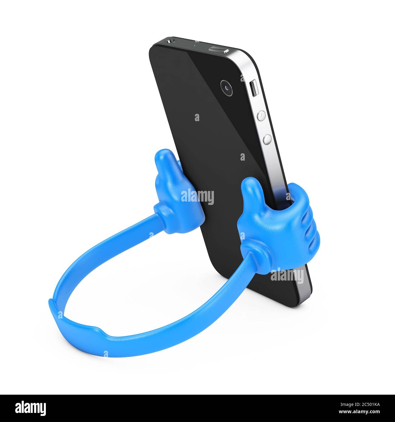 Plastic Mobile Phone Holder as Hands hold Smartphone on a white ...