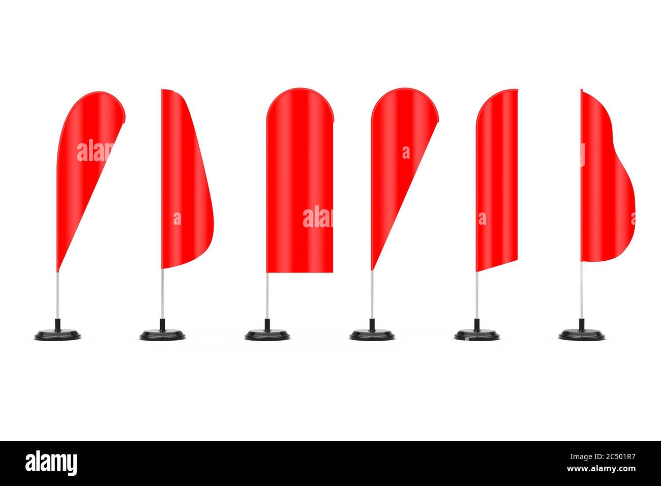 Blank Red Banner Feather Flag Stands on a white background. 3d ...