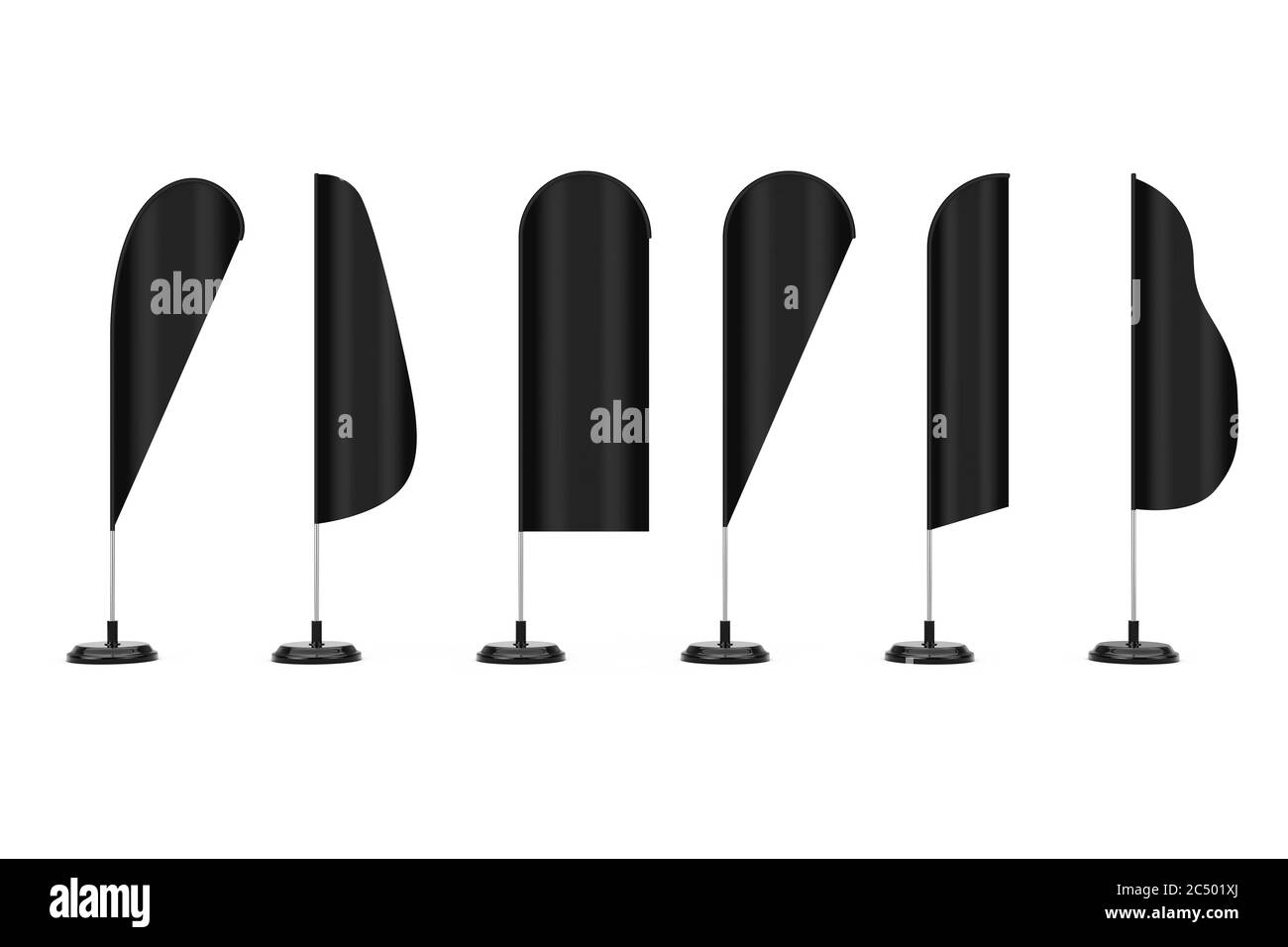 Blank Black Banner Feather Flag Stands on a white background. 3d ...